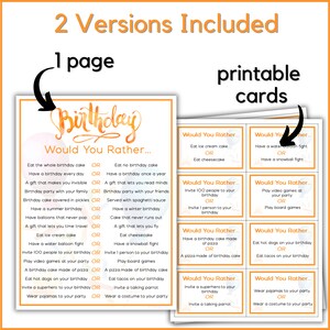 Birthday Would You Rather Game - Printable This or That Style Fun ...