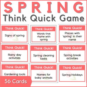 Spring Printable Party Game - a Fast Paced Think Quick Spring Game ...