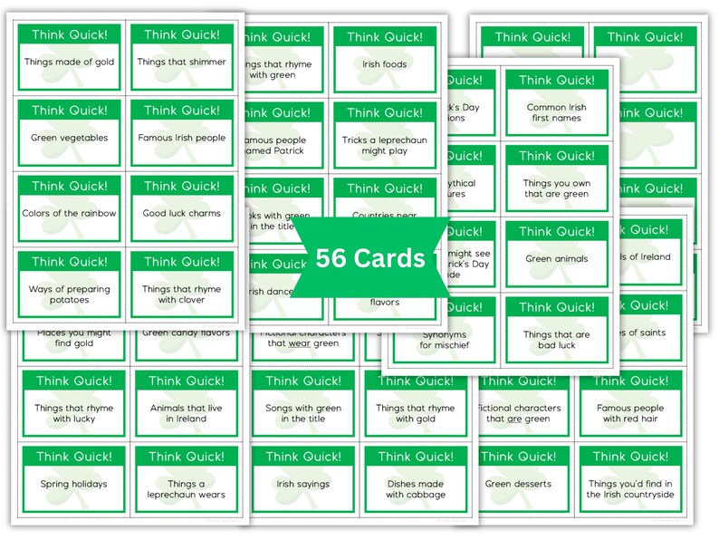 St. Patrick's Day Printable Party Game - a Fast Paced Think Quick St ...