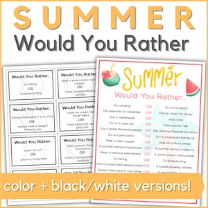 Summer Would You Rather Game - a This or That Style Summer Fun ...