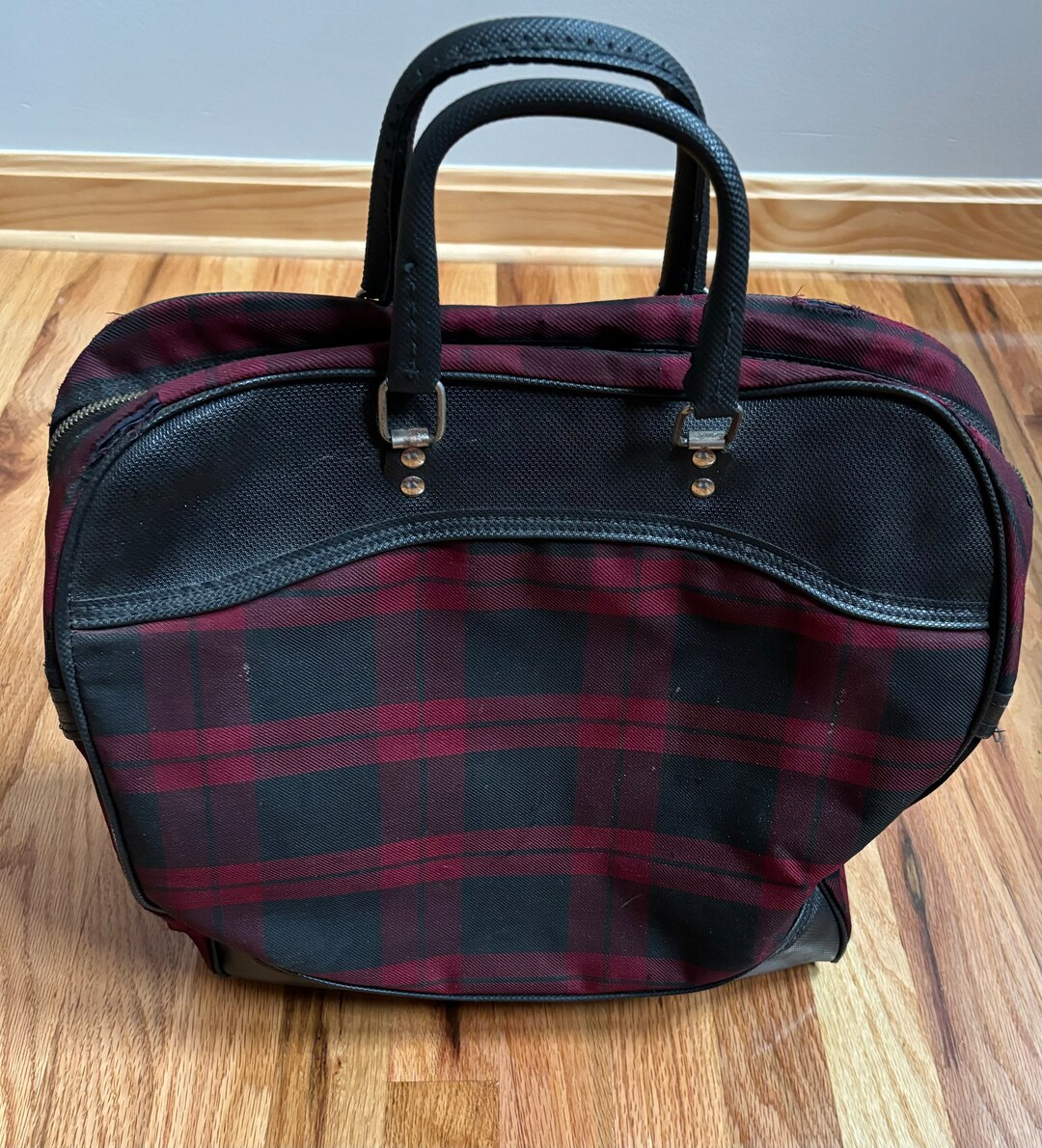 Vintage 60's/70's Plaid Weekender Bag - Etsy
