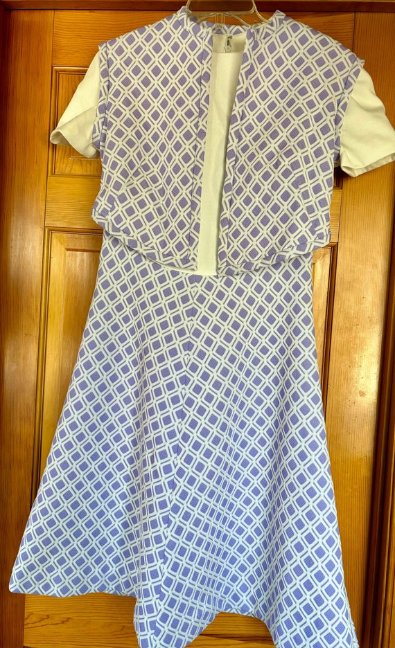 1970s Polyester dress with attached under-blouse and … - Gem