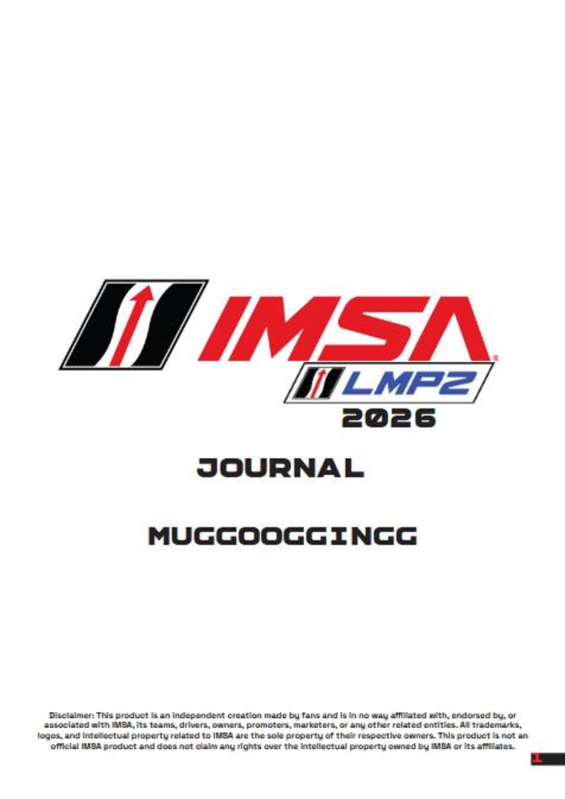 IMSA LMP2 Saison 2026 Fan Journal - Etsy.de