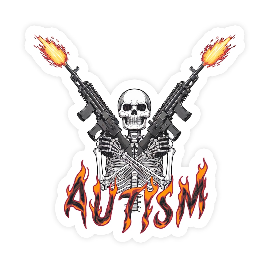 Autism Skeleton Sticker, Funny Autism Awareness Sticker, Autism ...