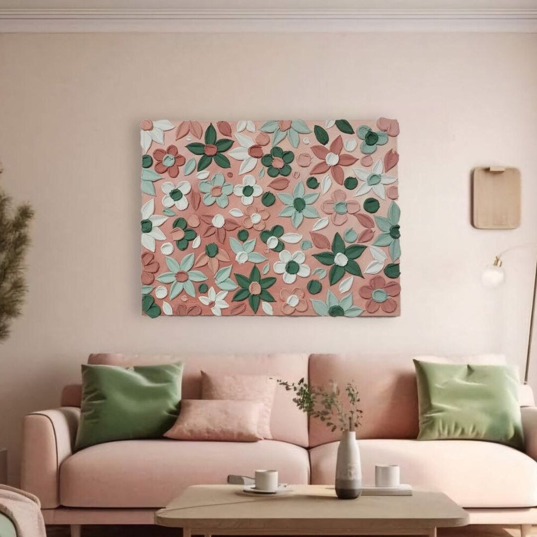 Abstract Flower Textured Wall Art Blooming Floral Painting on Canvas ...