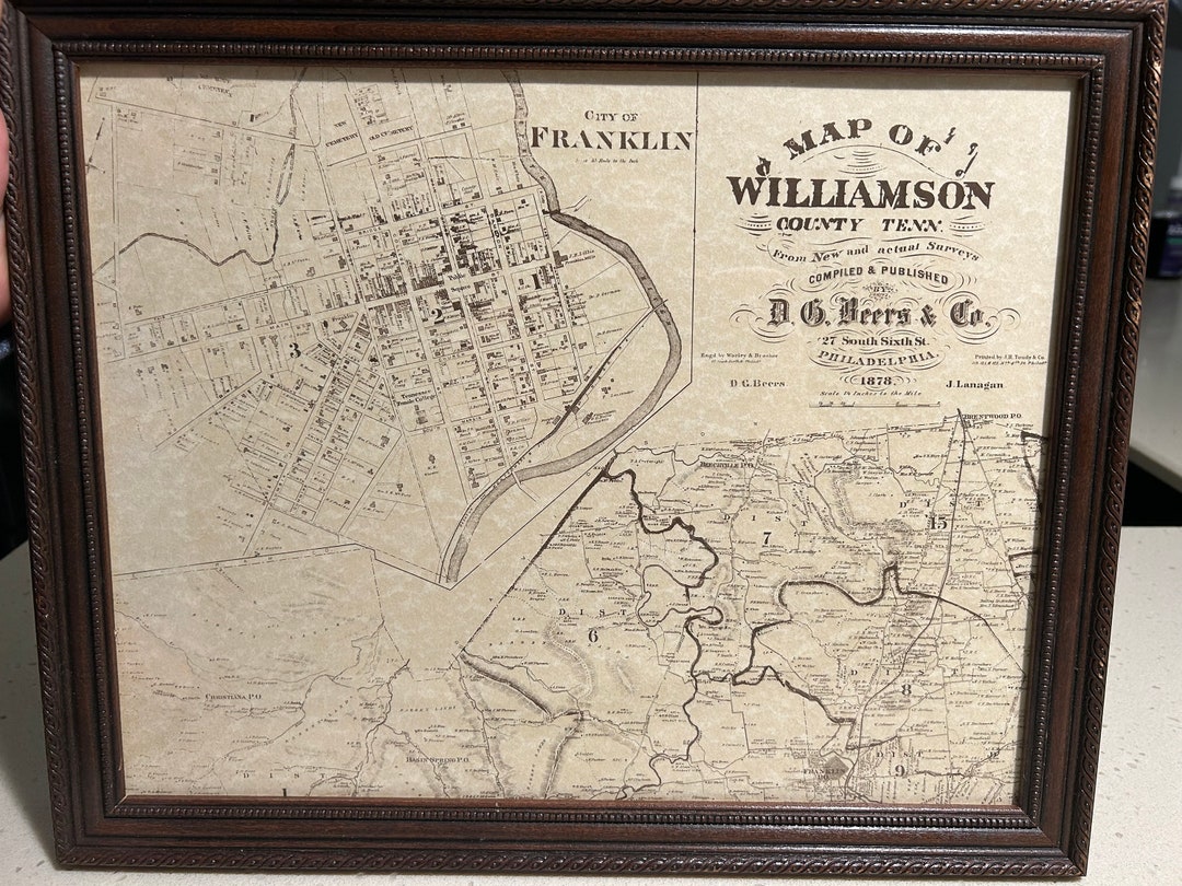 Map of Williamson County Tennessee From 1878 (franklin) - Etsy