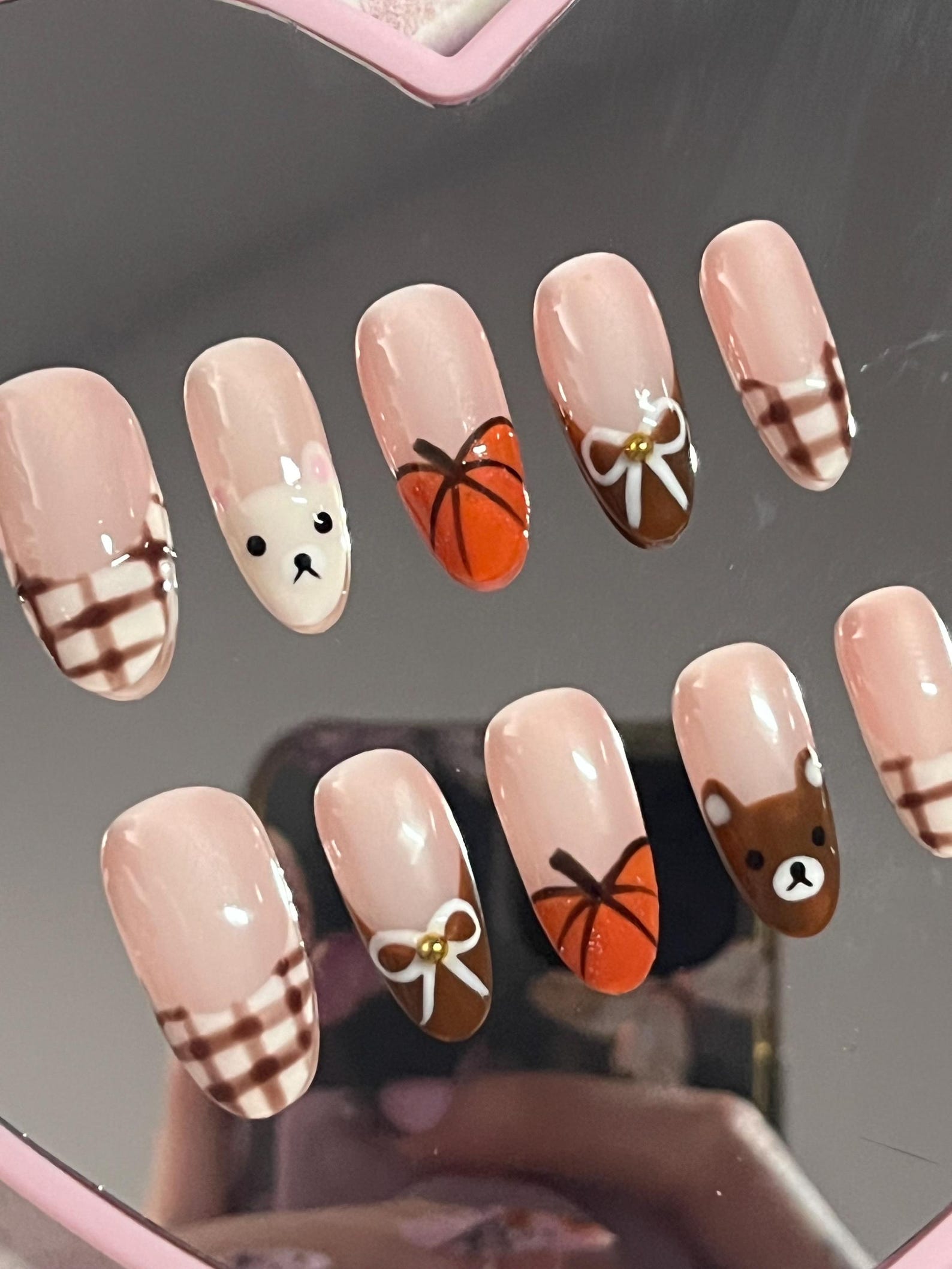 Rilakkuma Fall Press on Nails Set/ Reusable/ Luxury/ Wearable Art - Etsy