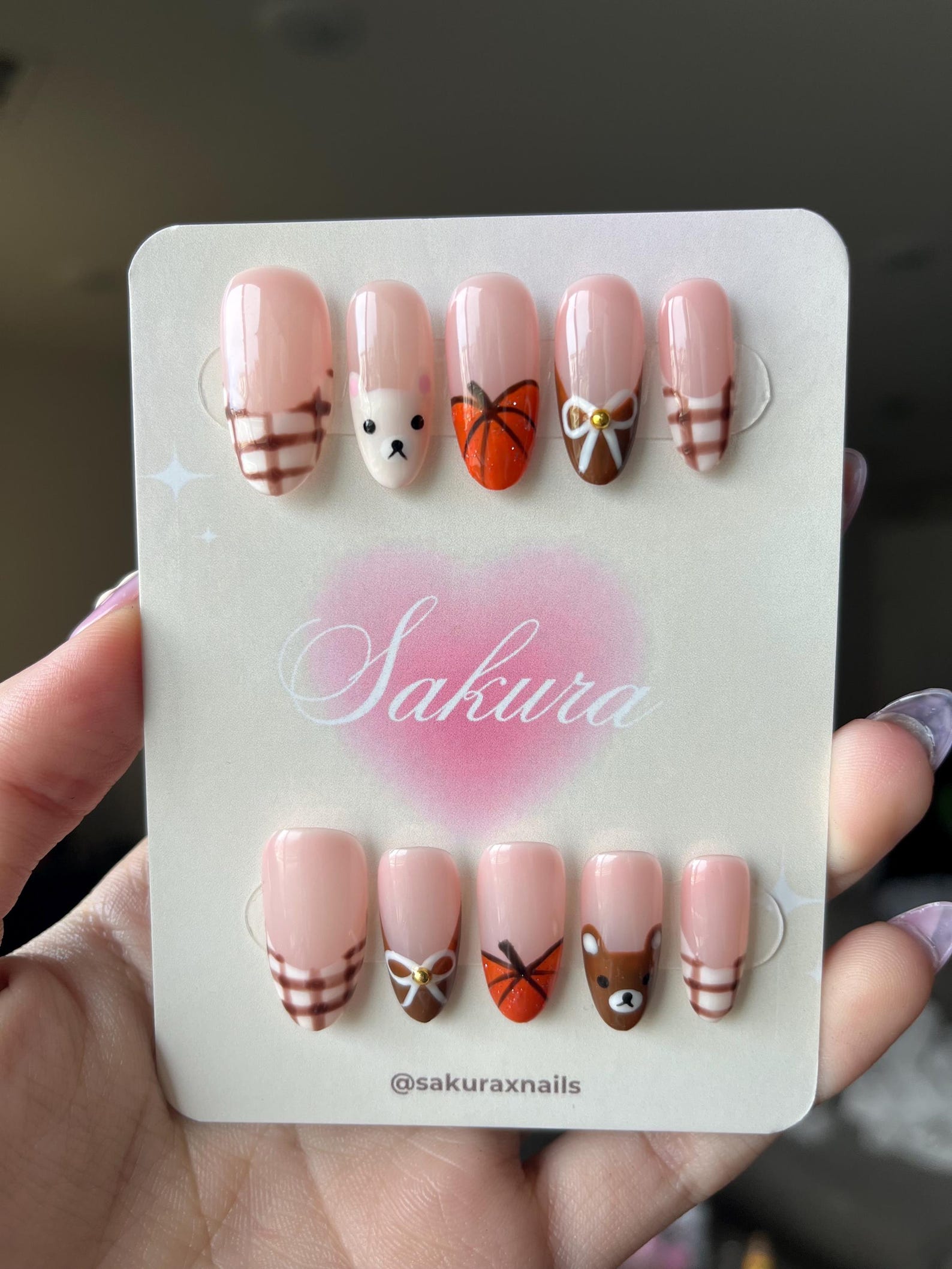 Rilakkuma Fall Press on Nails Set/ Reusable/ Luxury/ Wearable Art - Etsy
