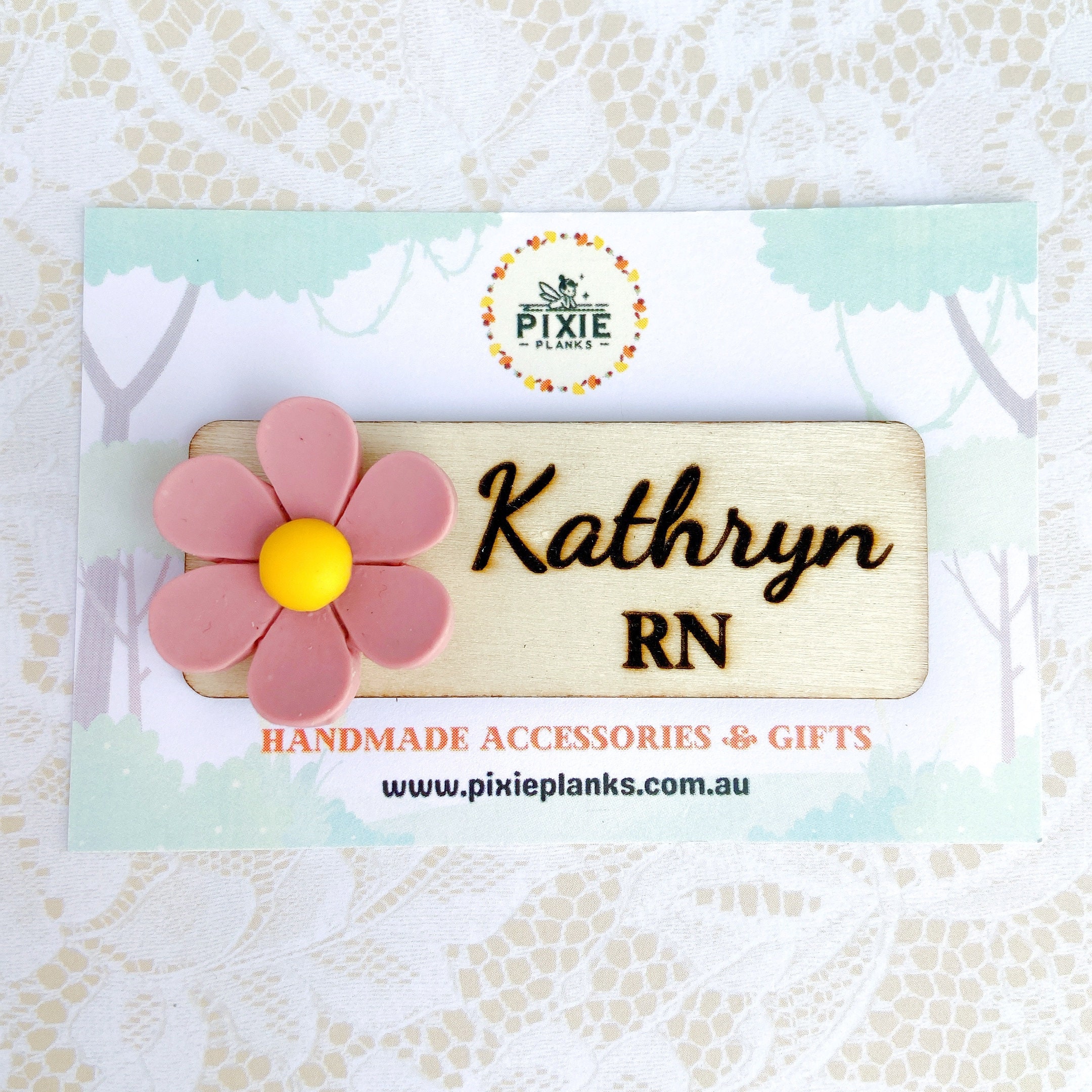 3D Flower Name Badge Tag / Personalized Floral Name Tag / Nurse Badge ...
