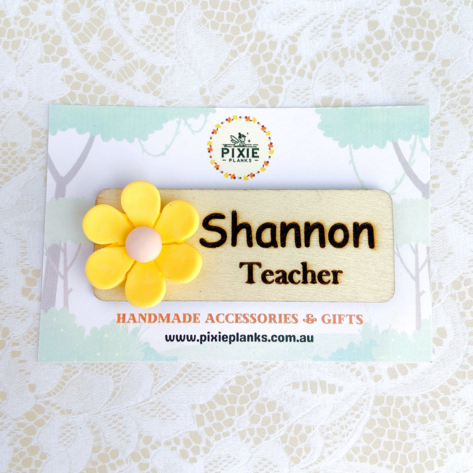 3D Flower Name Badge Tag / Personalized Floral Name Tag / Nurse Badge ...