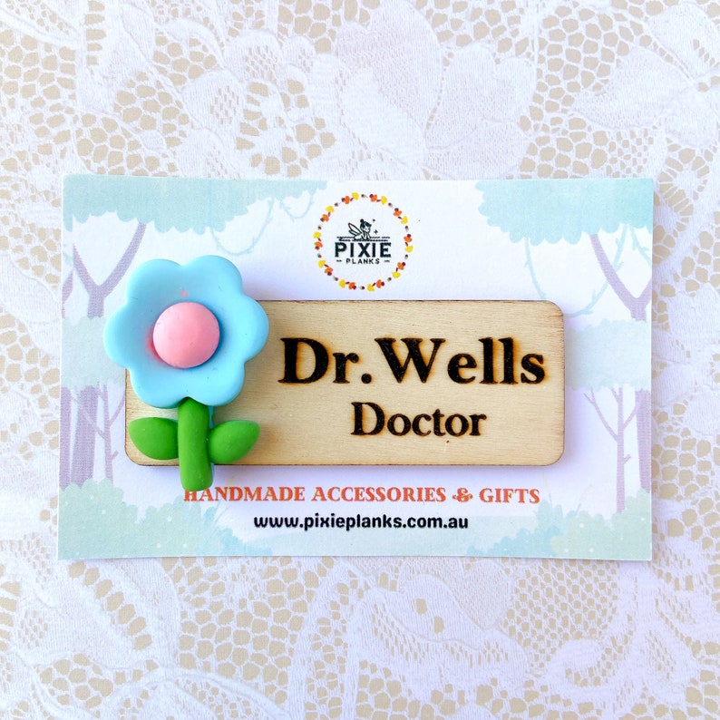 Cotton Candy Color 3D Flower Name Badge Tag / Personalized Floral Name ...