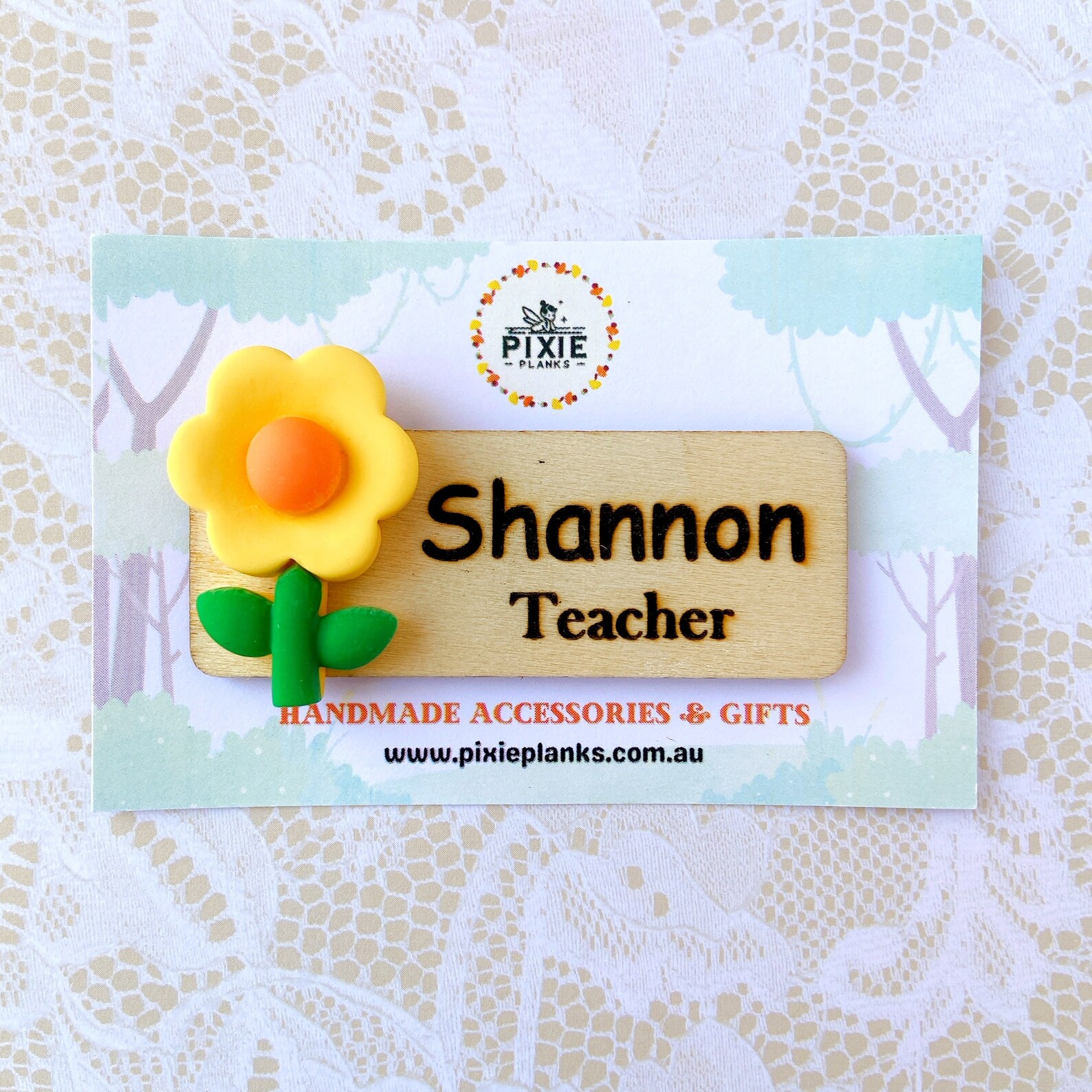 Cotton Candy Color 3D Flower Name Badge Tag / Personalized Floral Name ...