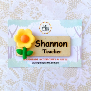 Cotton Candy Color 3D Flower Name Badge Tag / Personalized Floral Name ...