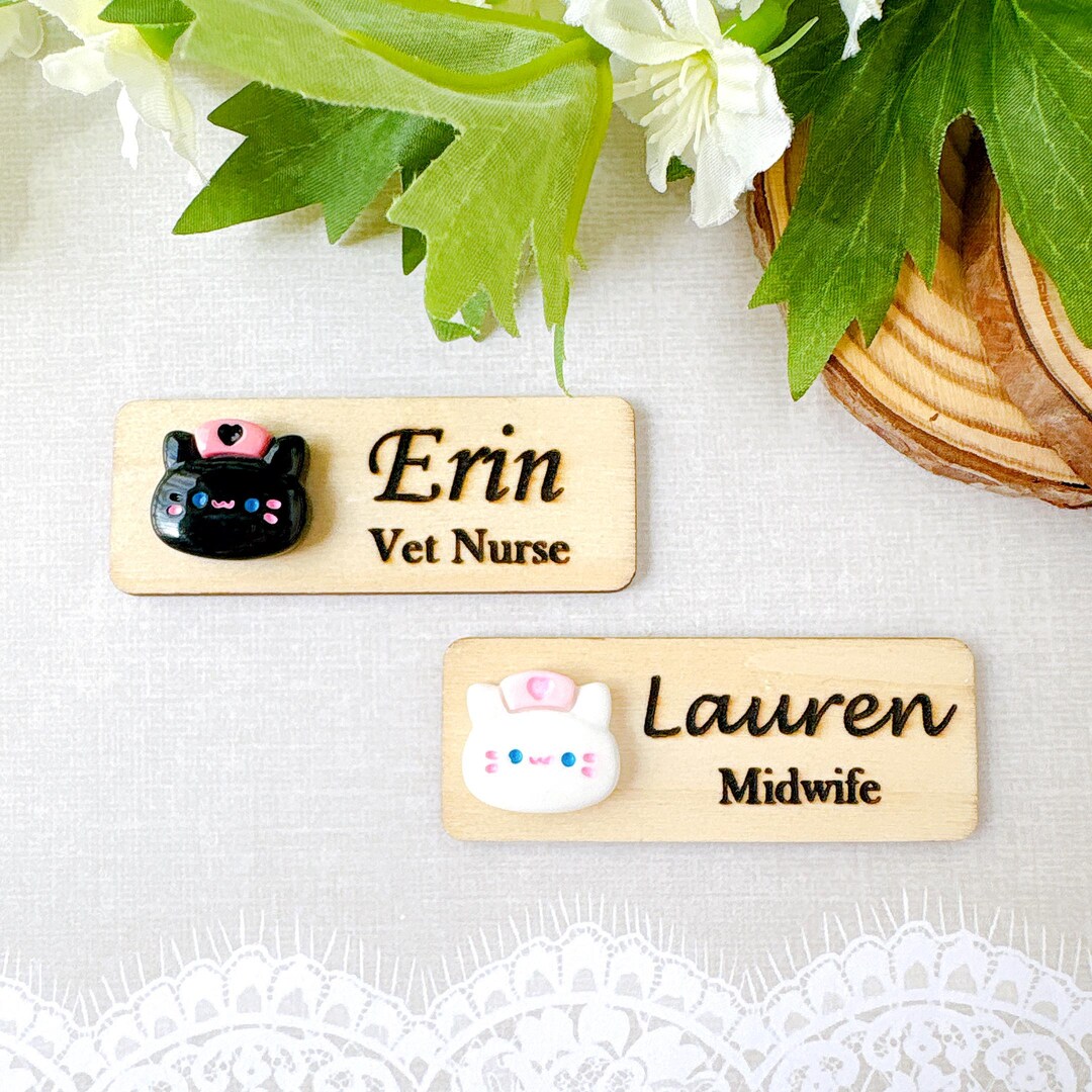 Nurse Cat Name Badge Tag / Kitten Personalized Name Tag / Nurse Badge ...