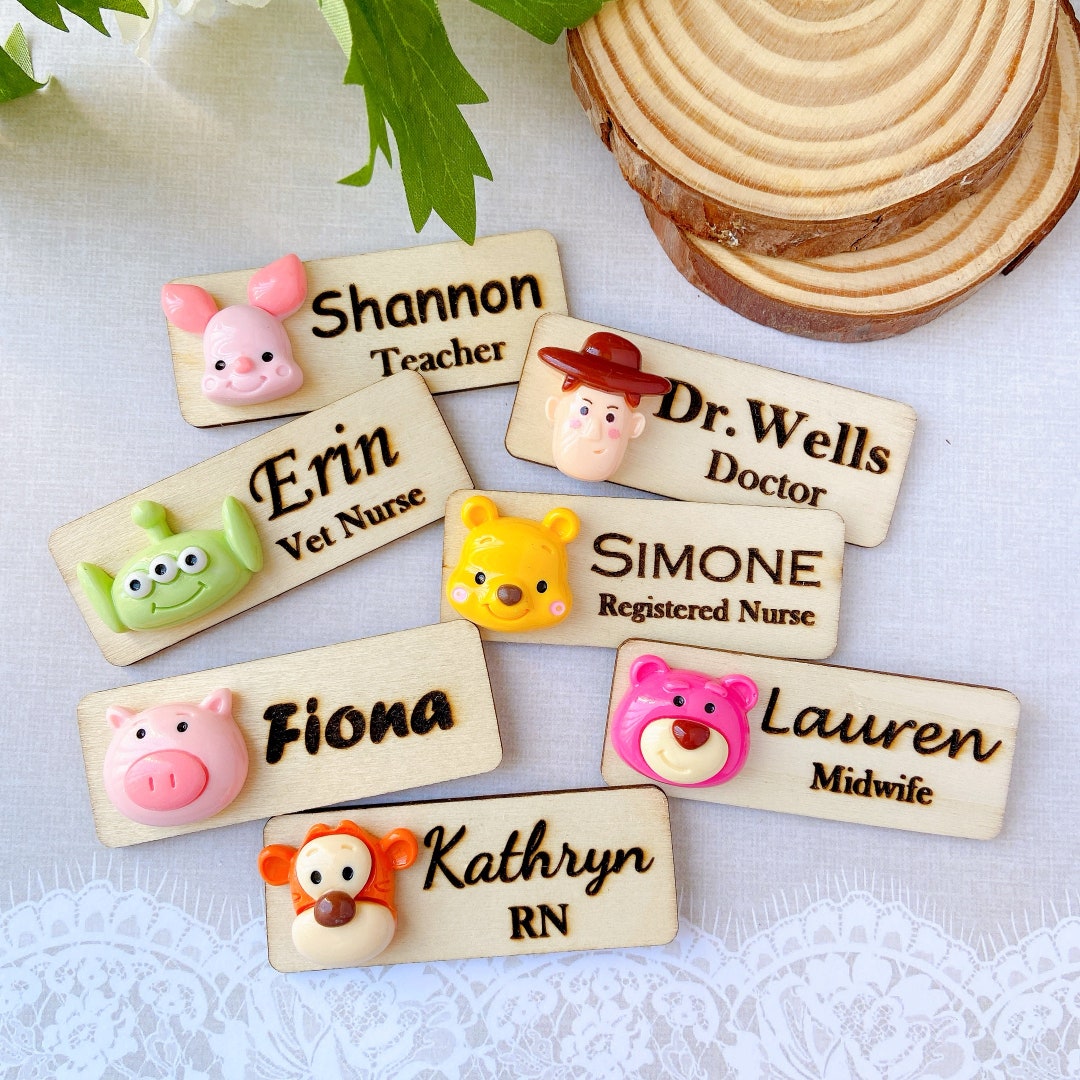 Toy Story, Pooh and Piglet, Lotso Bear Inspired Name Badge Tag ...