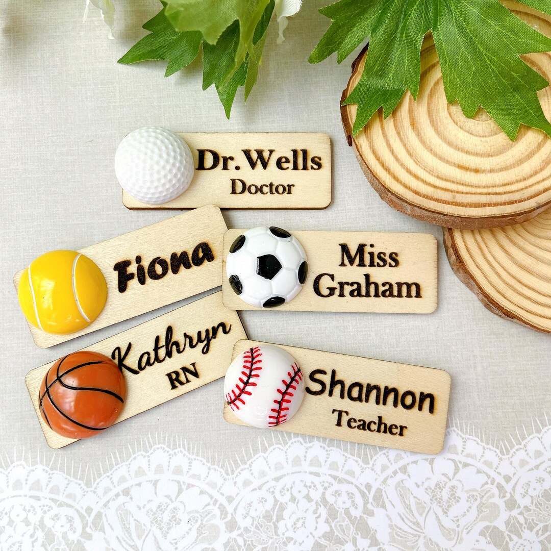 Personalized Sport Ball Wooden Name Tag: Coach, Trainer Gift - Etsy