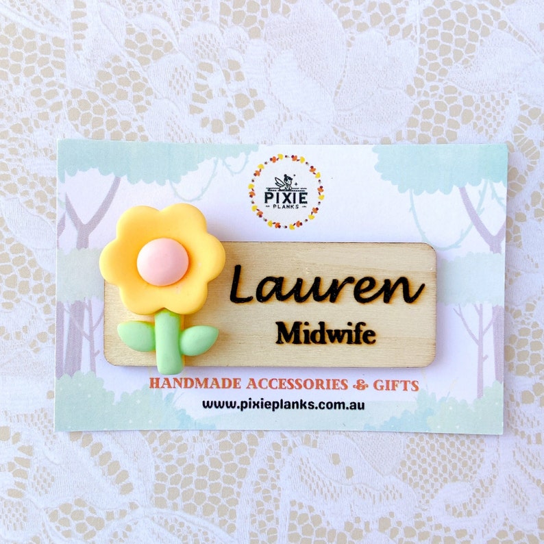 Cotton Candy Color 3D Flower Name Badge Tag / Personalized Floral Name ...