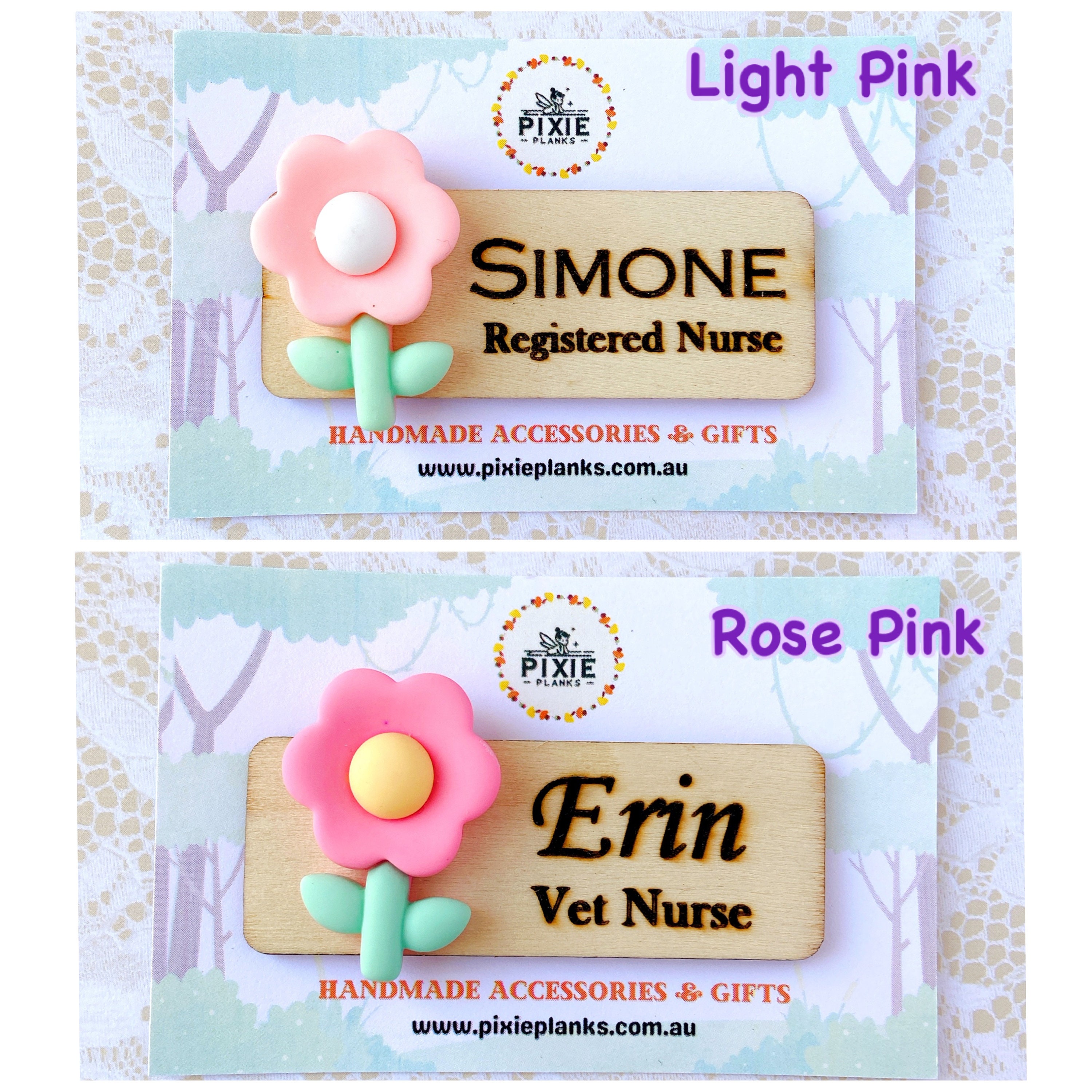 Cotton Candy Color 3D Flower Name Badge Tag / Personalized Floral Name ...