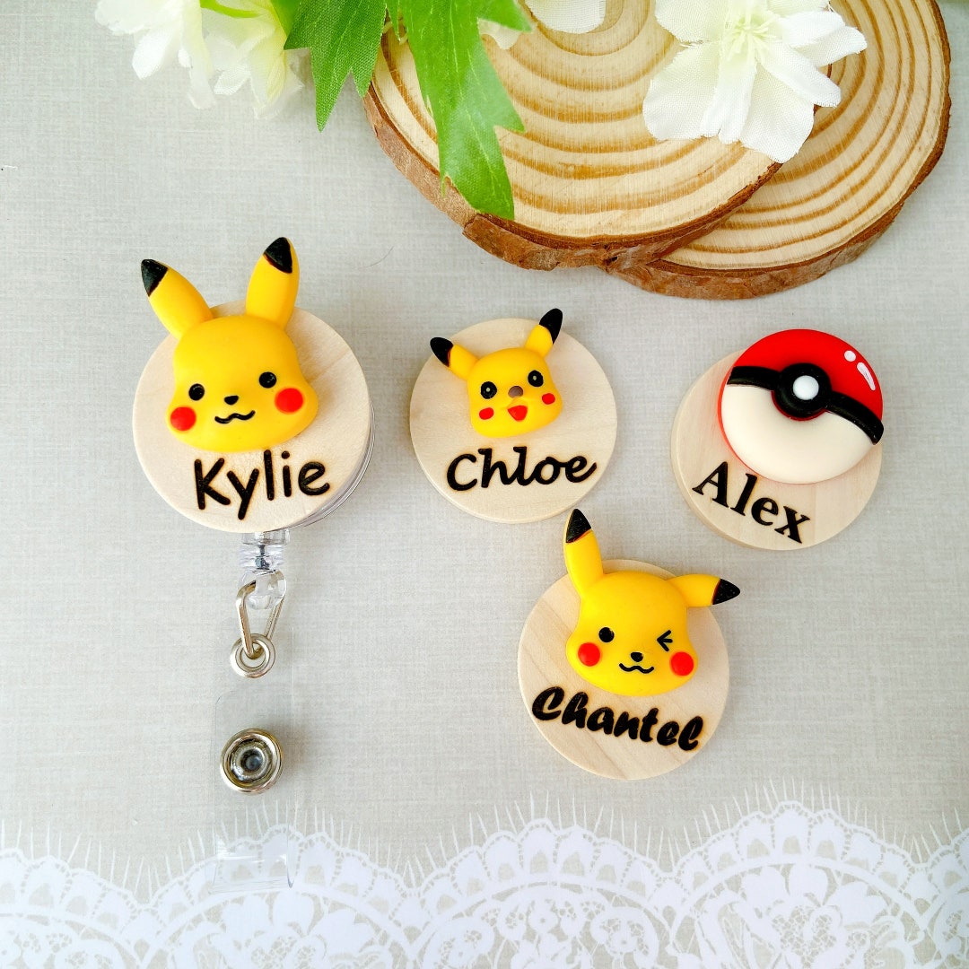 Pikachu Inspired Name Badge Reel/ Pokemon Inspired Personalized Name ...
