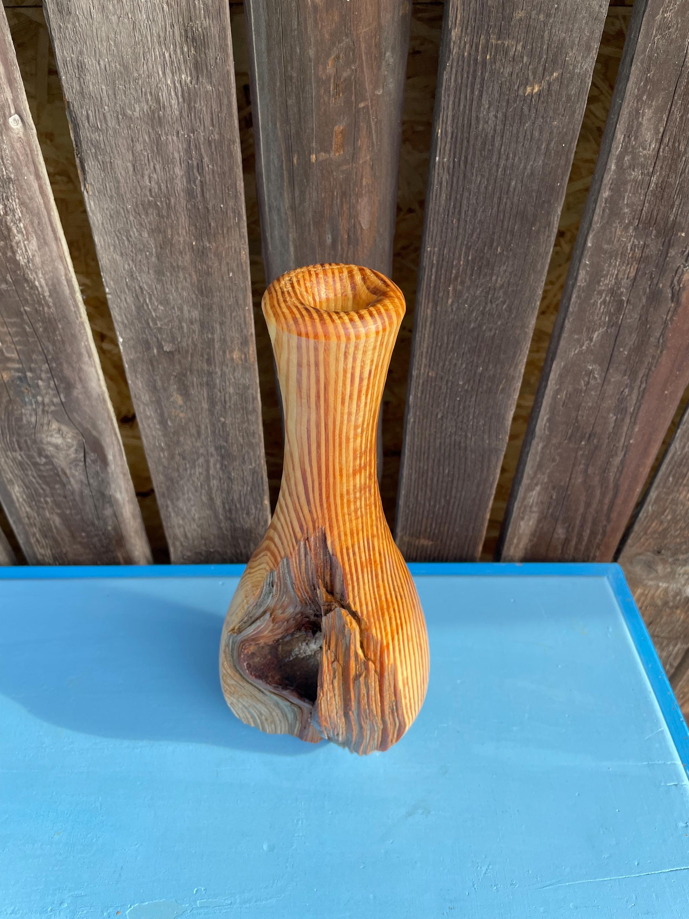 Wood Dry Vase With Hole From Log Pine Tree Woodturning Art Decoration ...