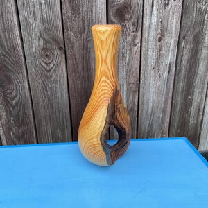 Wood Dry Vase With Hole From Log Pine Tree Woodturning Art Decoration ...