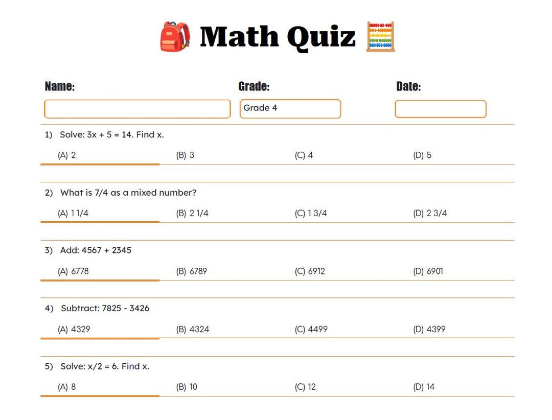 Grade 4 Math Power Pack – 10 Worksheets to Master Key Skills! - Etsy
