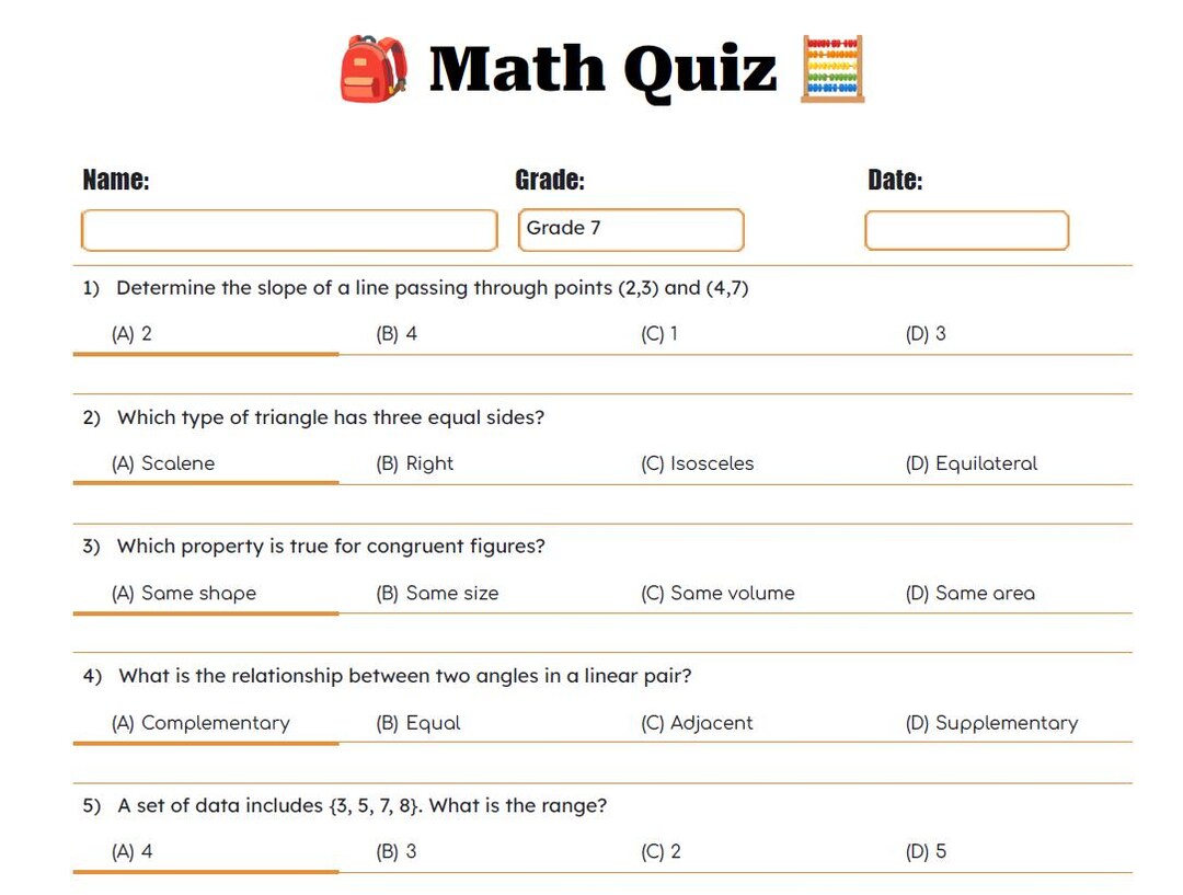 Conquer Grade 7 Math – 10 Worksheets With 20 Questions Each! - Etsy