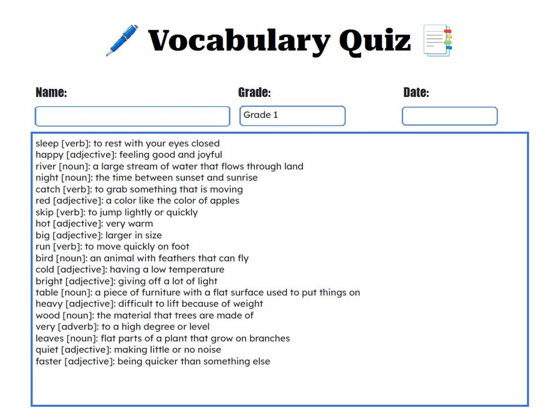 Grade 1 Reading Comprehension & Vocabulary Builder – 20 Fun Worksheets ...