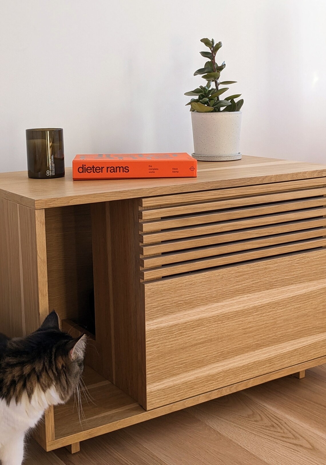 Mid-century Modern Litter Box Cabinet With Door and Front Entrance ...