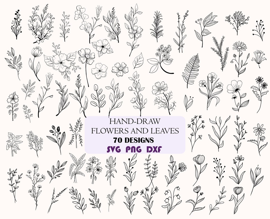 Floral SVG PNG Botanical Flowers Bouquets Bundle Floral SVG Wildflowers ...