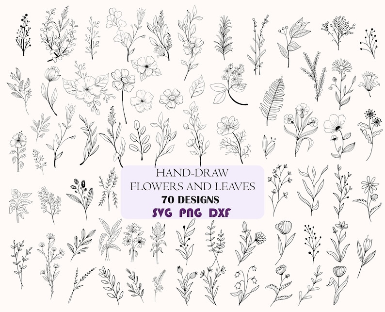 Floral SVG PNG Botanical Flowers Bouquets Bundle Floral SVG Wildflowers ...