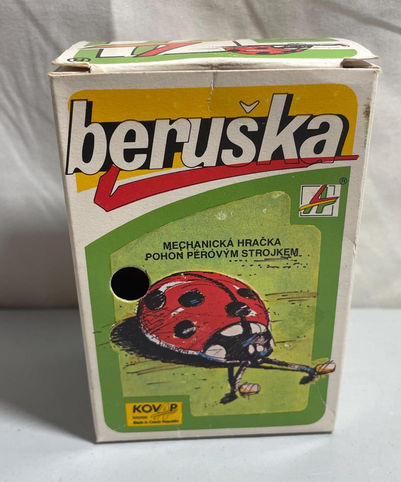 Vintage Beruska Mechanical Wind up Ladybug Toy Yellow Mandelinka ...