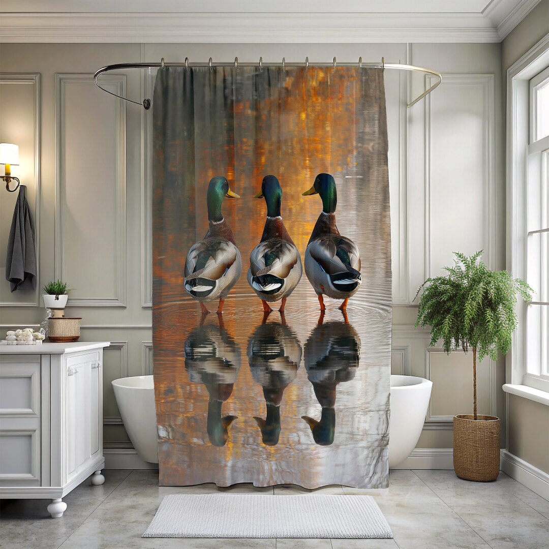 Mallard Ducks Shower Curtain Waterproof Polyester Wildlife Bath Curtain ...