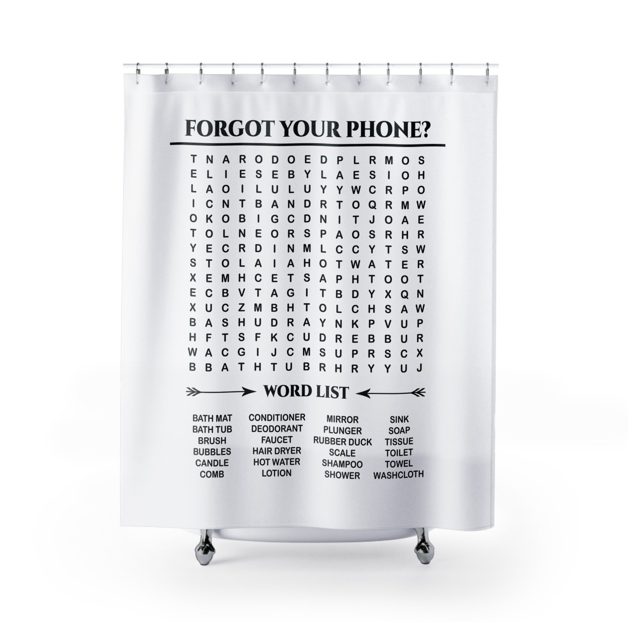 Bathroom Word Search Shower Curtain | Funky Shower Curtain, Waterproof ...