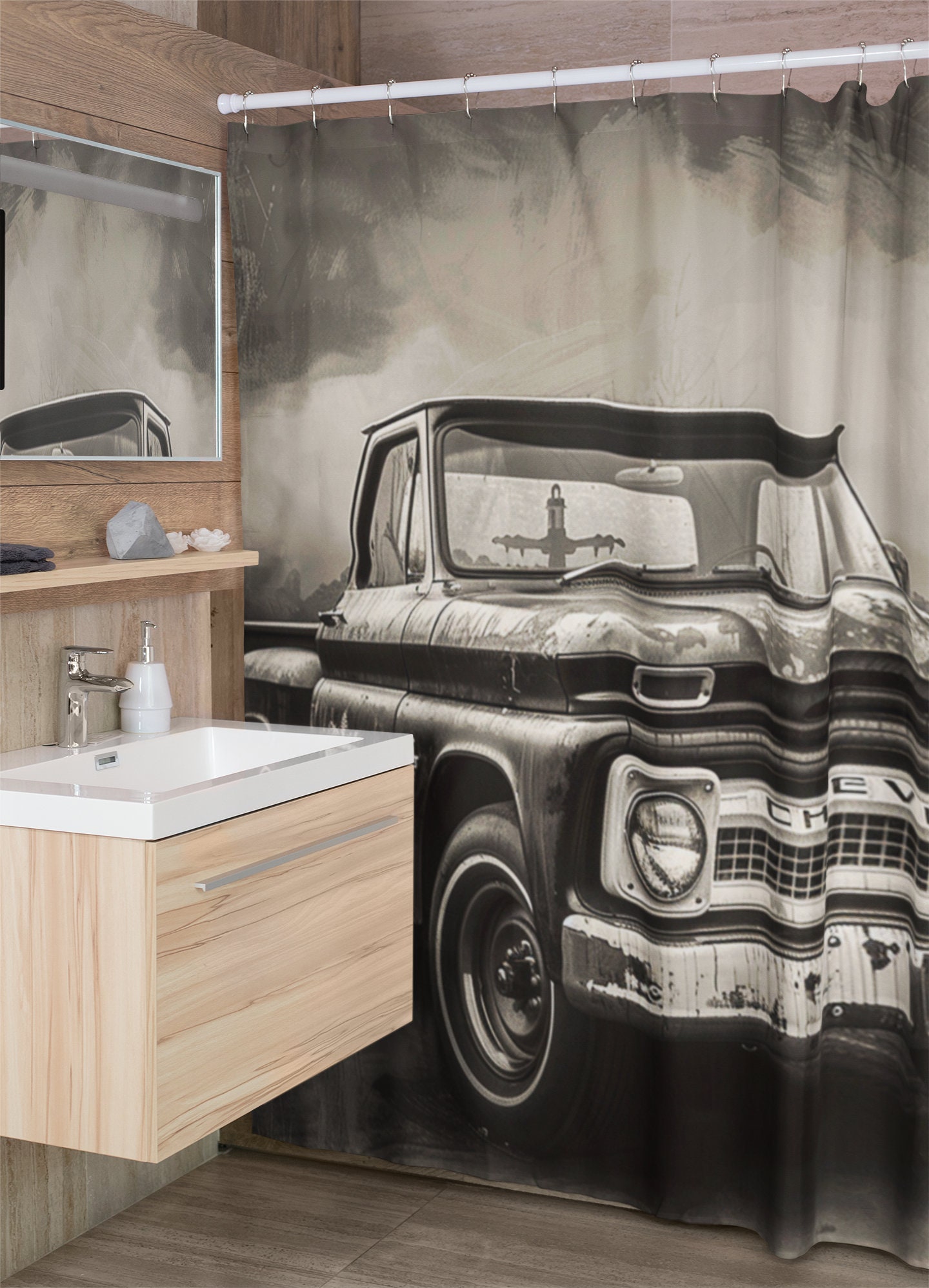 Classic Chevy C10 Shower Curtain | Waterproof Polyester Vintage ...
