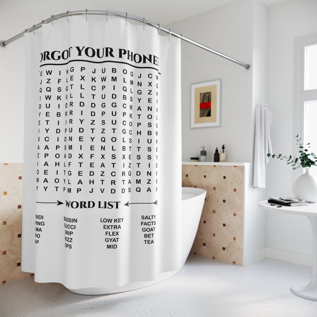 Teen Slang Word Search Shower Curtain | Forgot Your Phone Bathroom ...