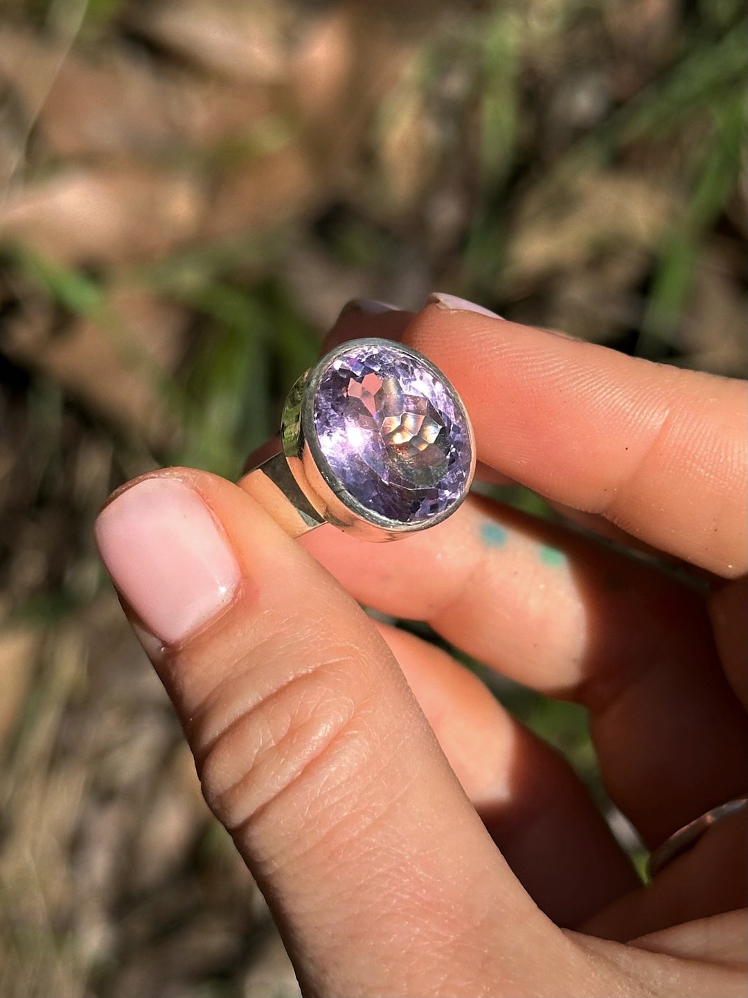 Chunky Amethyst Sterling Silver Ring ⋆ Elegant Fairycore - Etsy