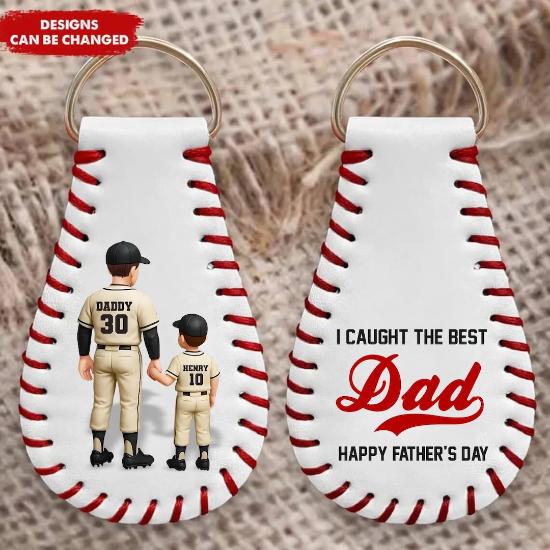 We Caught the Best Dad, Custom Leather Keychain, Birthday, Fathers Day ...