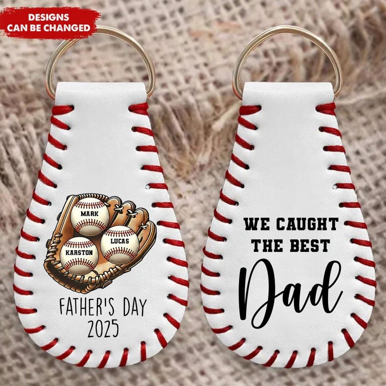 We Caught the Best Dad, Custom Leather Keychain, Birthday, Fathers Day ...