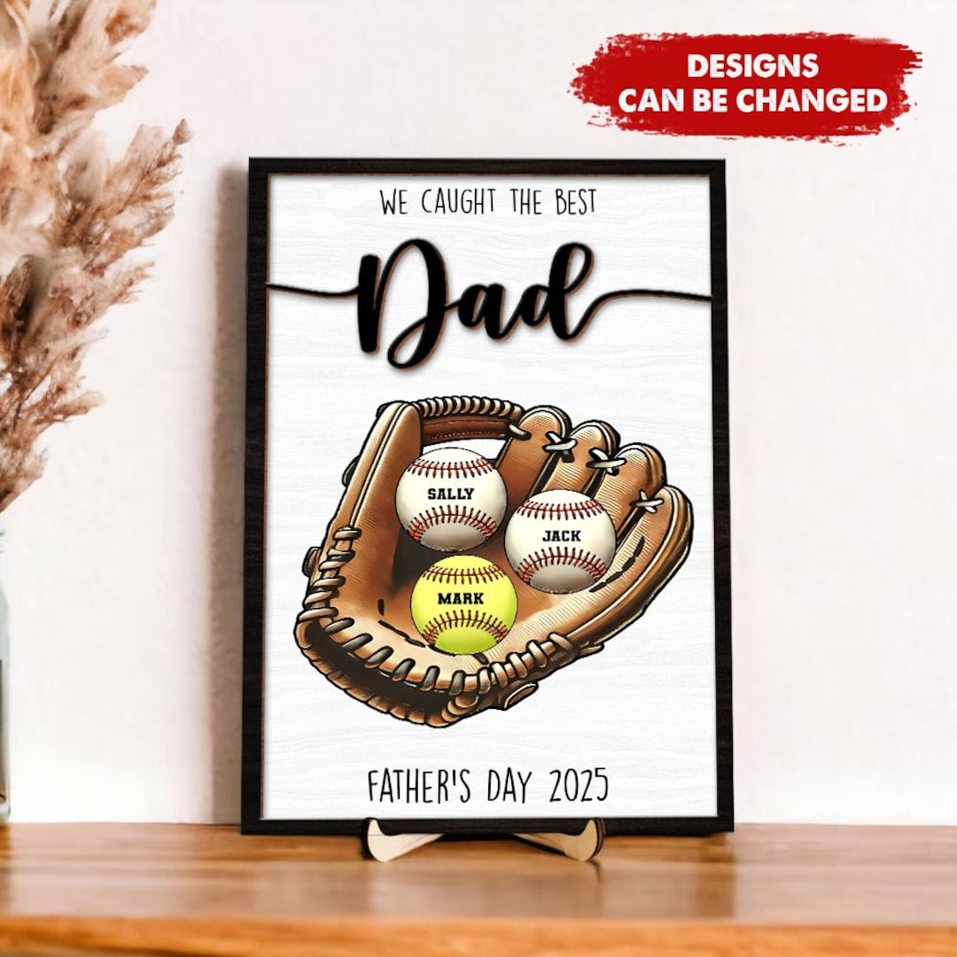 We Caught the Best Dad, Custom 2-layered Wooden Plaque, Birthday ...