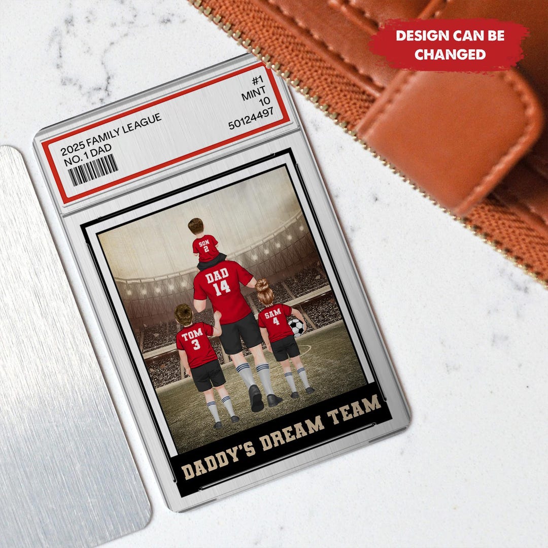 Soccer No. 1 Dad Grandpa Man & Kids Trading Card Style Personalized ...