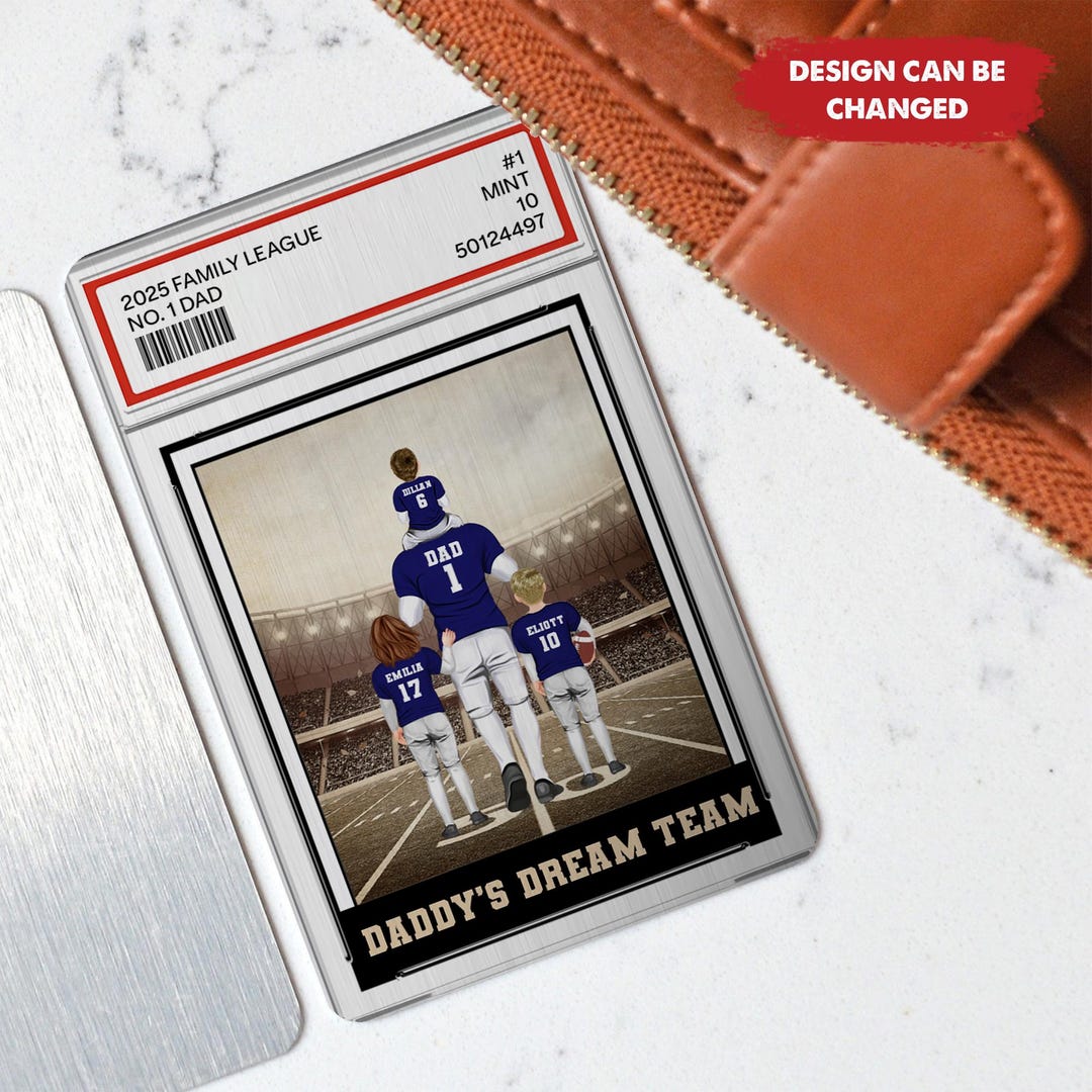Football No. 1 Dad Grandpa Man & Kids Trading Card Style Personalized ...