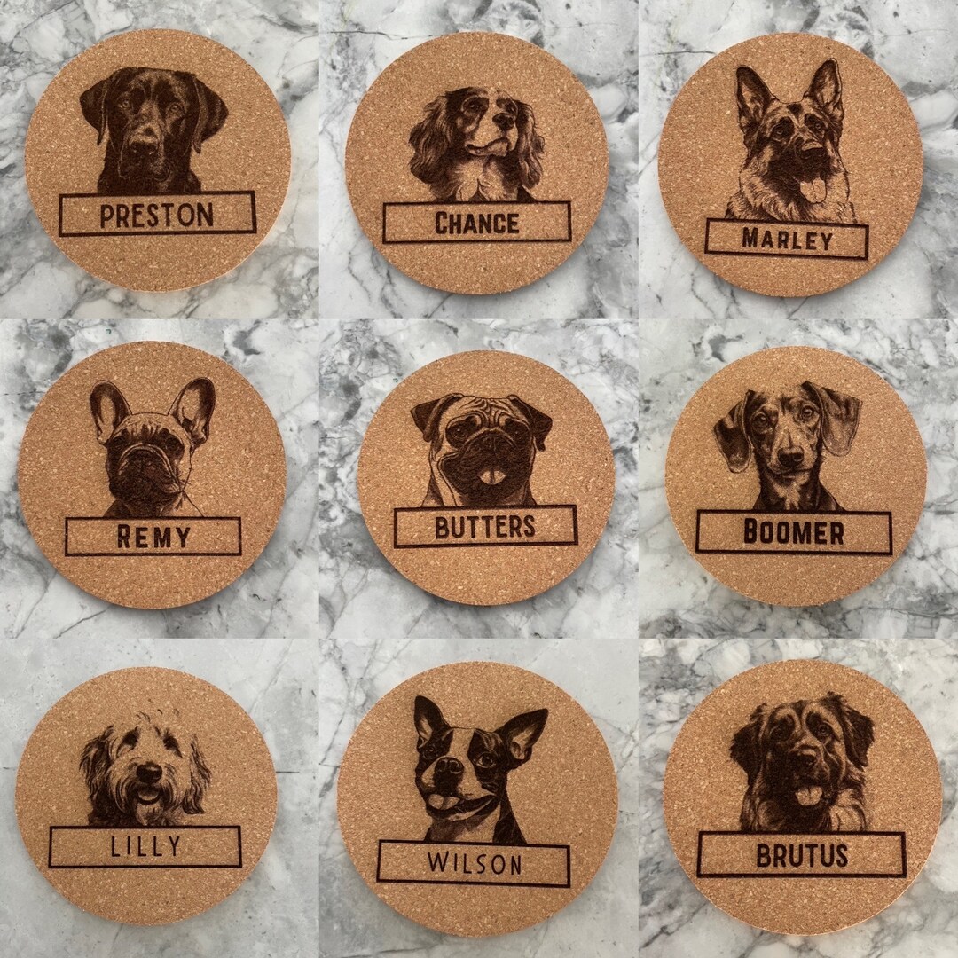 Dog Breed Coasters With Custom Dog Name - Etsy