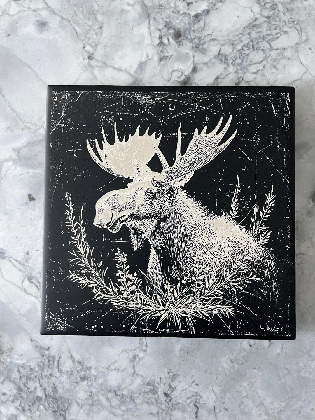 Custom Laser Engraved Ceramic Tile - Moose, Deer, and Elk Designs - Etsy