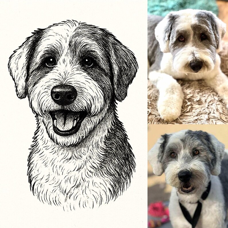Custom Pet Drawing With Optional Laser Engraved Cork Coaster - Etsy