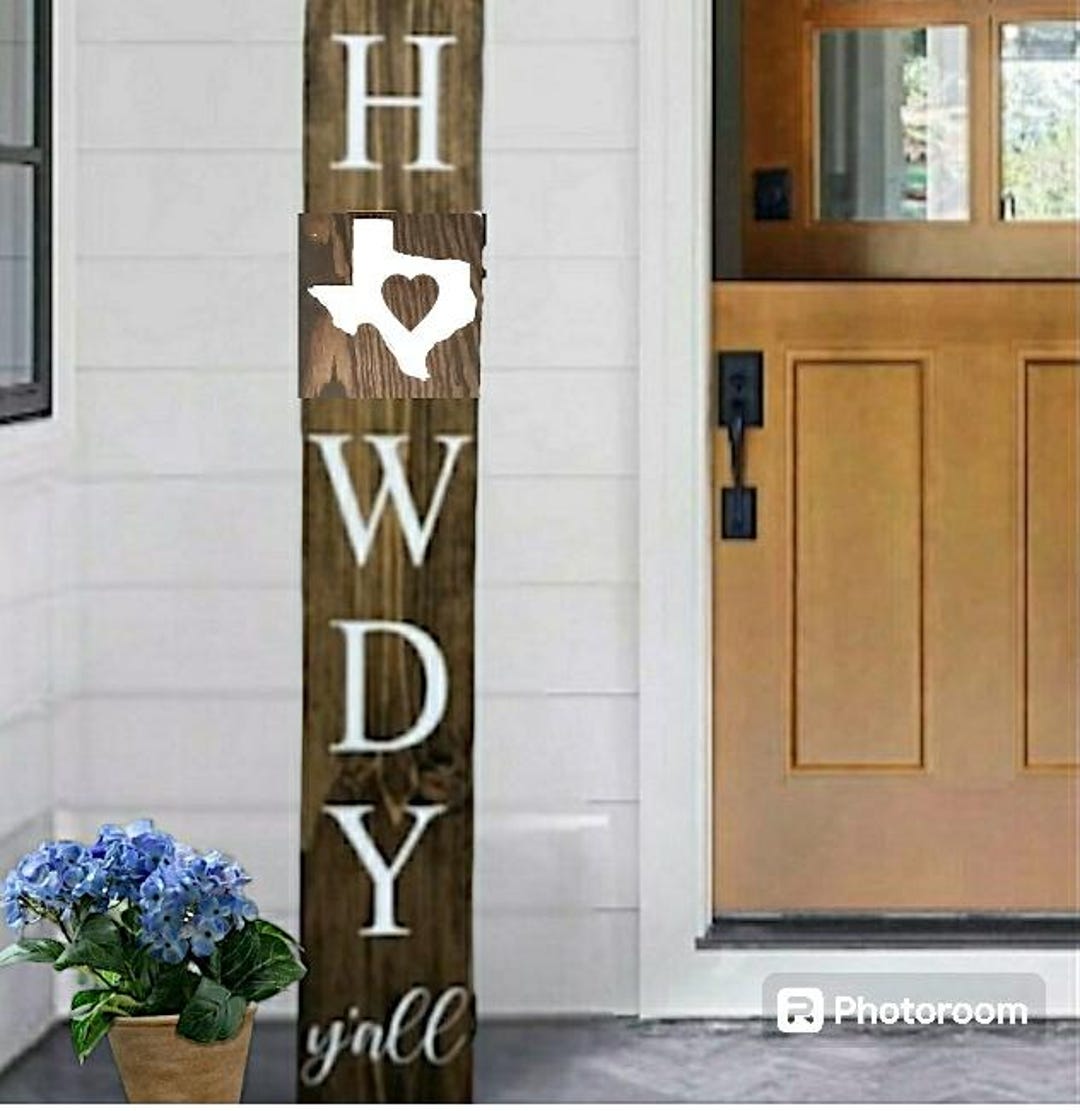 Howdy Wooden Porch Sign With Solid Texas With Keyhole Heart - All ...