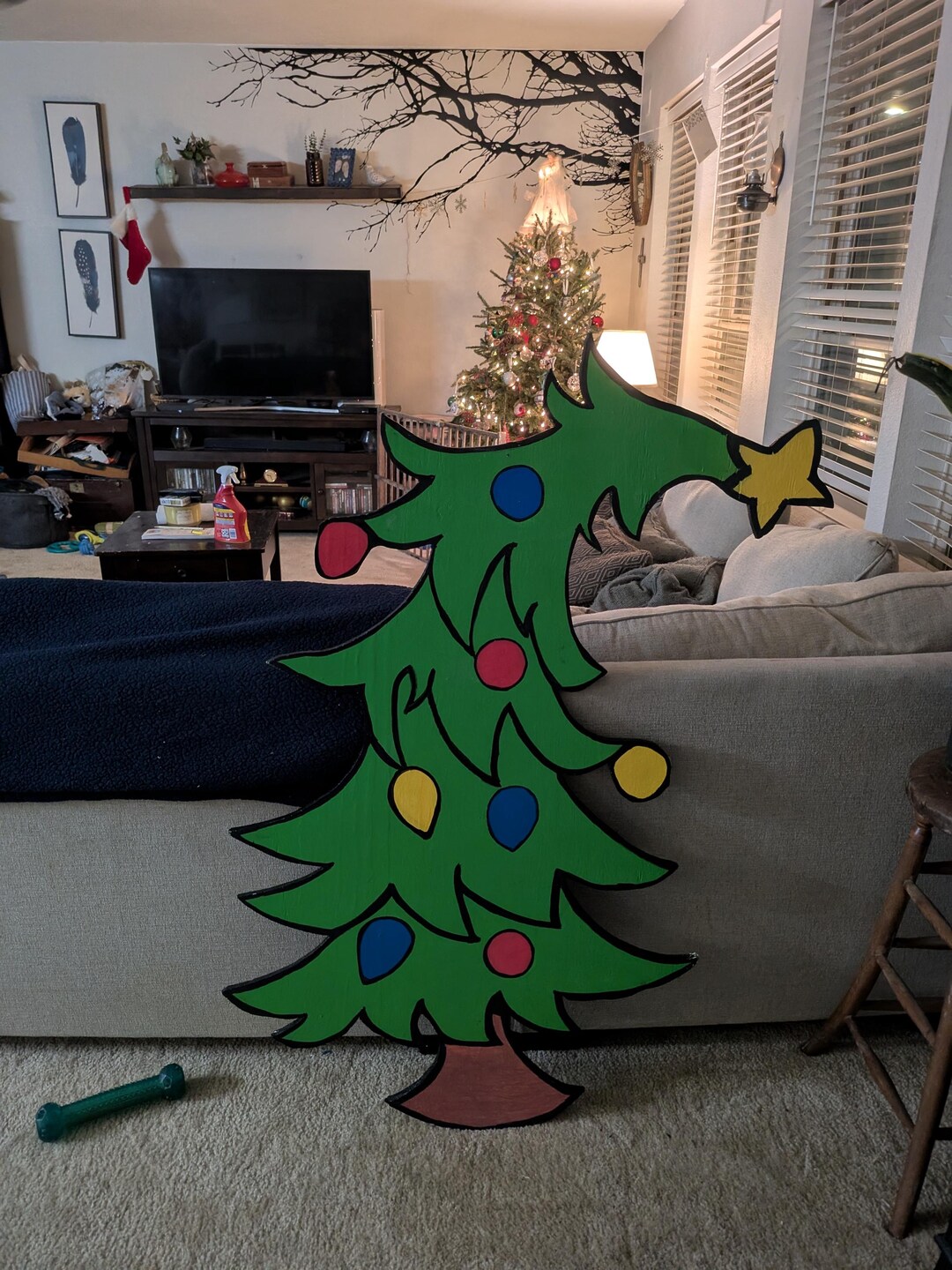 The Grinch Leaning Christmas Tree Wooden Christmas Cutout- Sealed ...