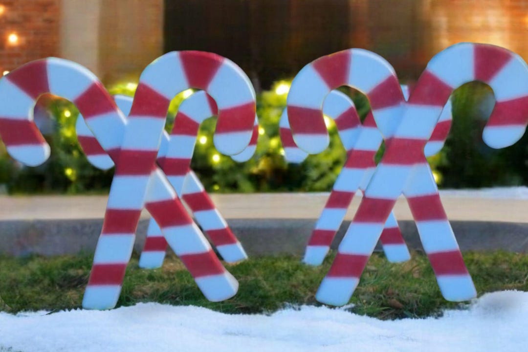 Large Wooden Fully Painted Christmas Candy Cane Yard Decorations ...