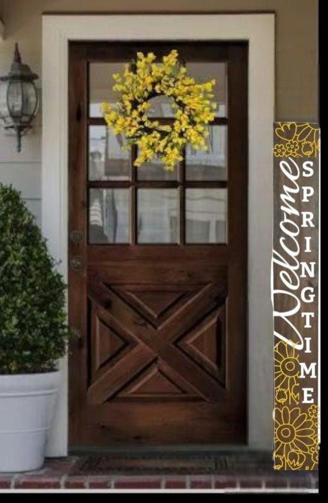 Handpainted Welcome Spring Time Wooden Leaner Porch Sign With Color ...