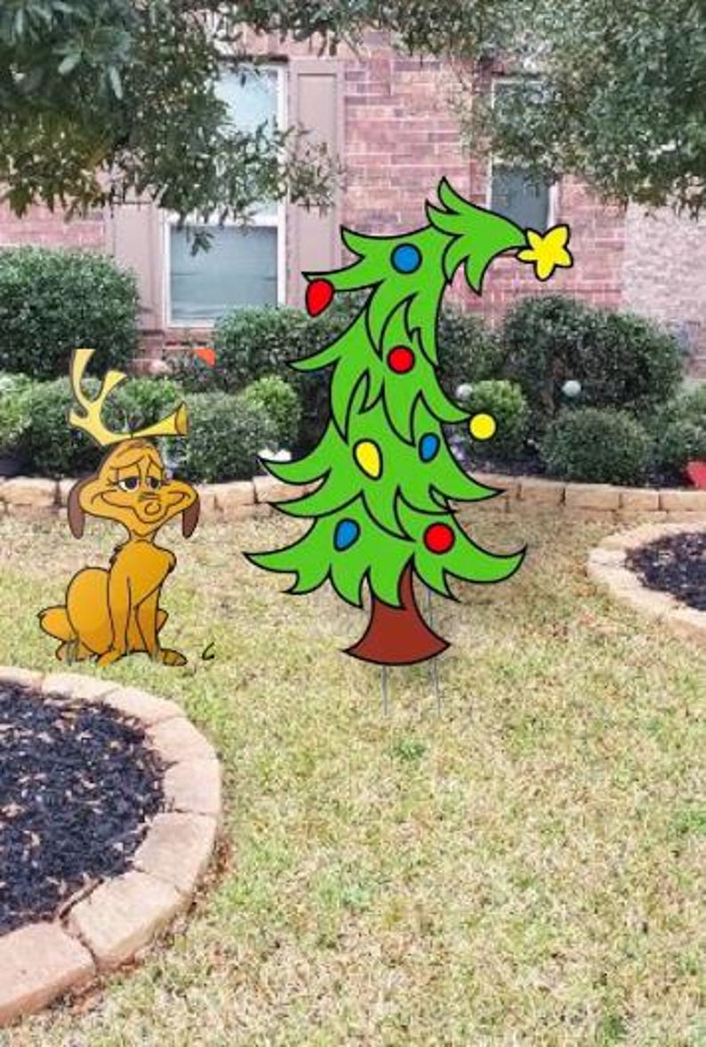 The Grinch Leaning Christmas Tree Wooden Christmas Cutout- Sealed ...